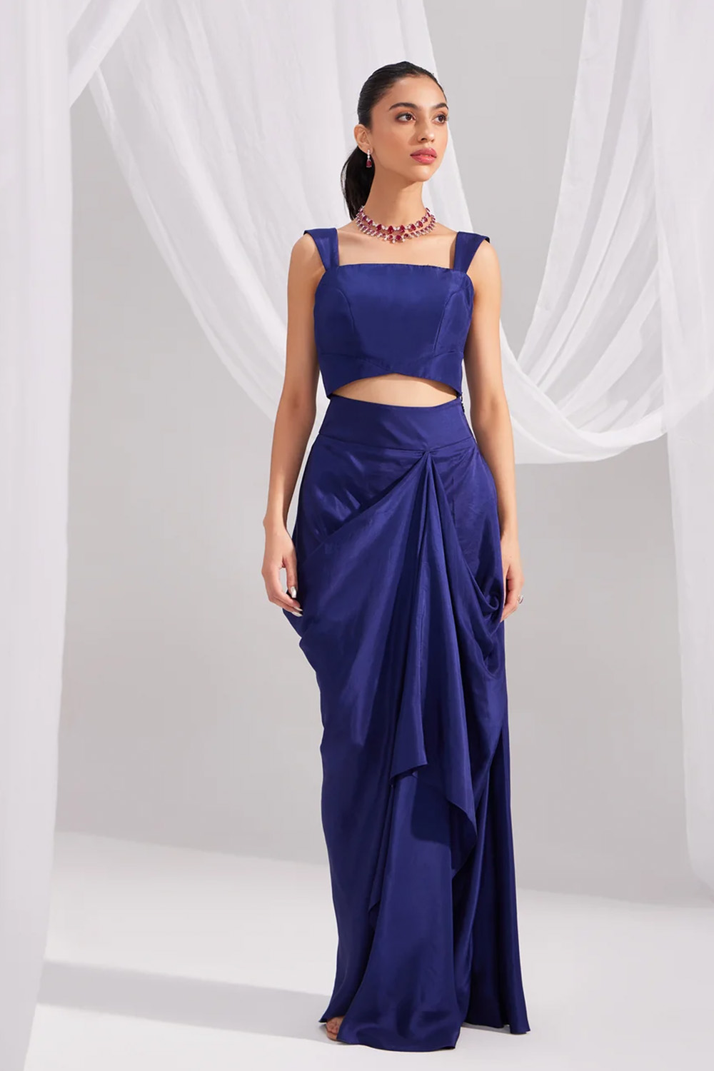 BE TRUE presents Silver Organza Treasure Embroidered Jacket & Midnight ...