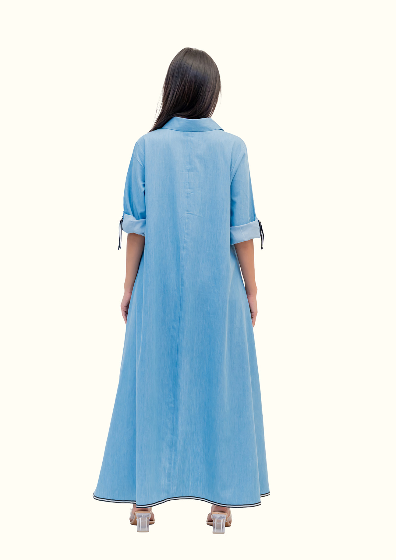 RICHA GOENKA presents Blue Cotton Print Denim Tunic & Pants Set ...