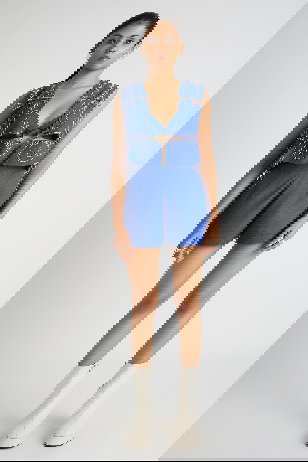 SAZO presents Broken Blue Vest available only at FEI