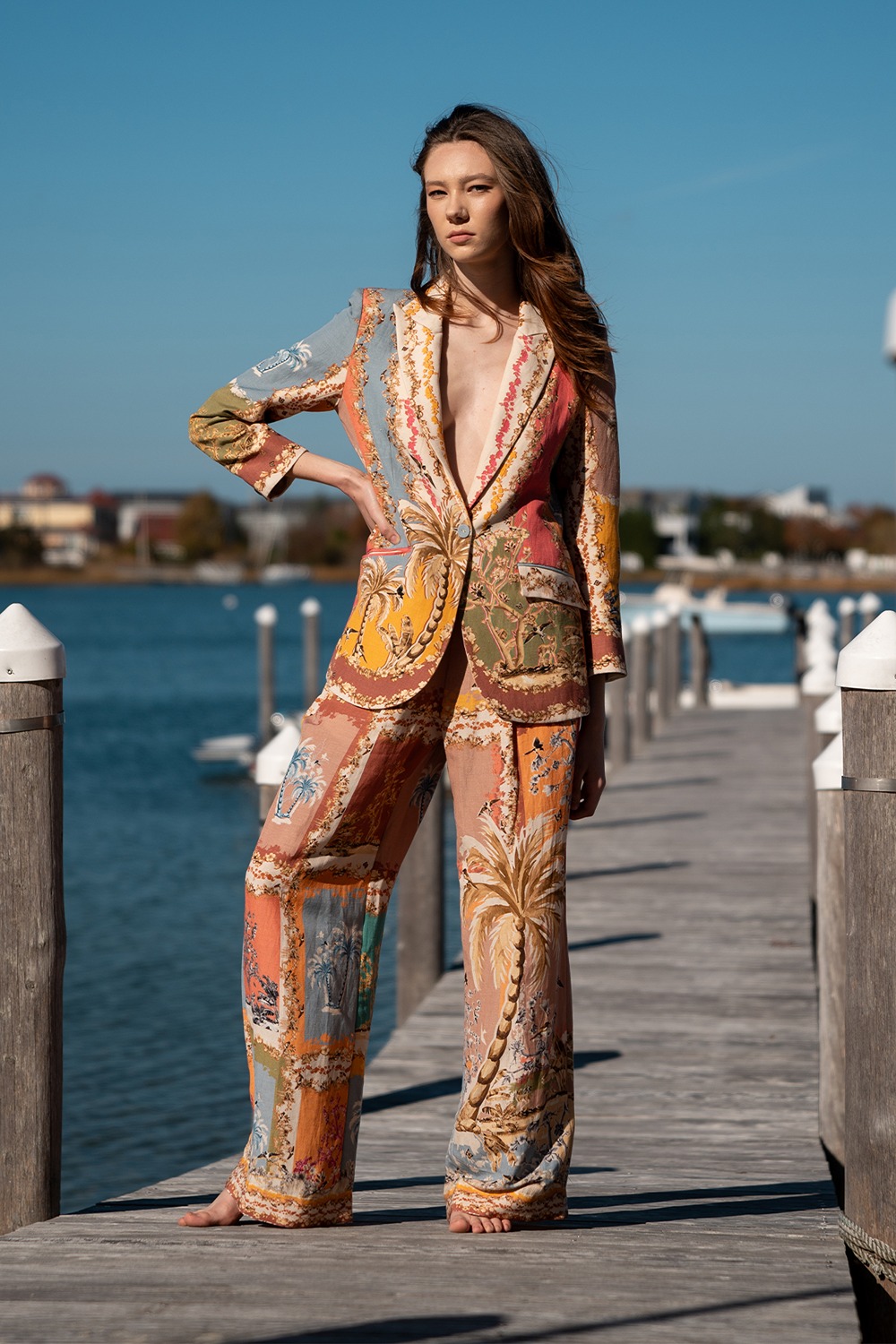 RANNA GILL presents Amara Knotch Collar Jacket available only at FEI