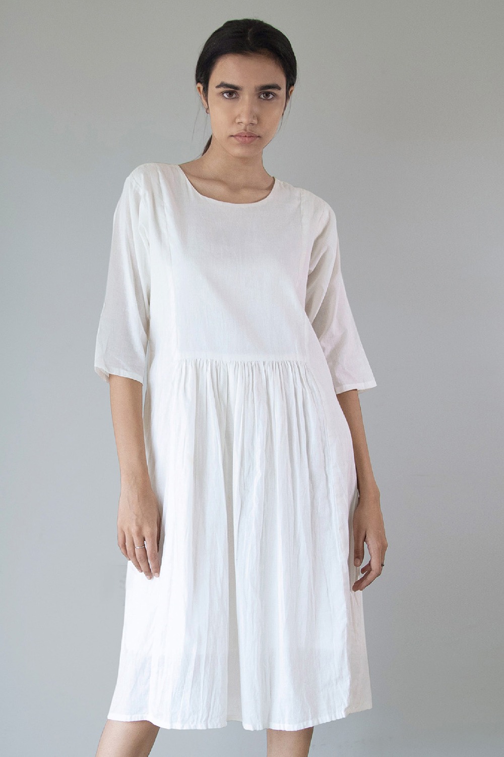 MERAKUS presents White Side Panel Dress available exclusively at FEI
