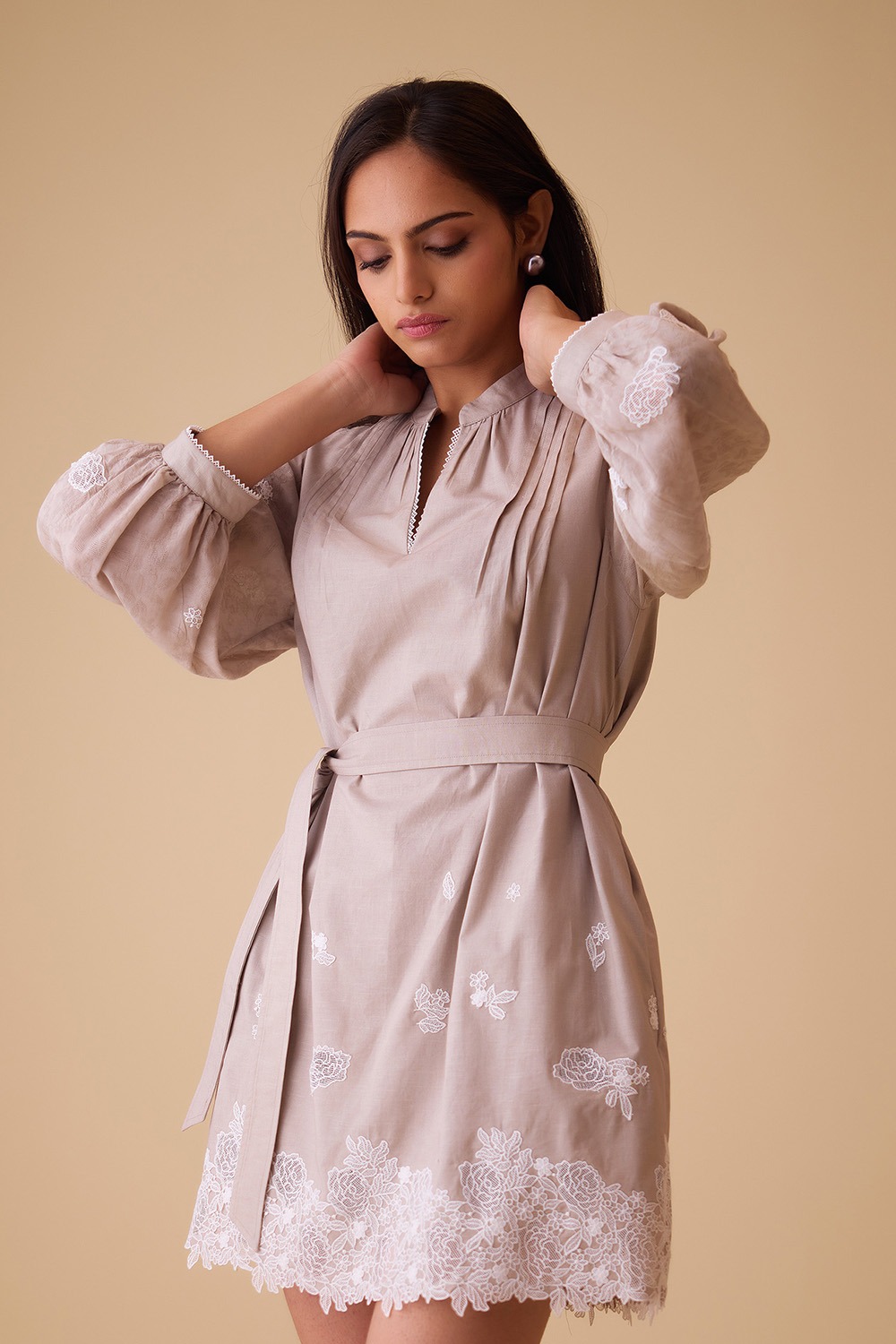 BUNKA presents Sana Dress- Beige available only at FEI